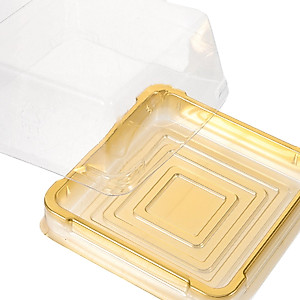 Healvian 50pcs Boxes Muffins Moon Cake Containers Dessert Containers with Lids Mousse Container Cake Carrier Cake Container with Lids Mini Cupcake Container Plastic Display Stand Household