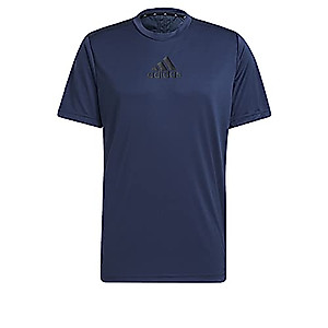 adidas Men's Primeblue Designed 2 Move 3-Stripes Tee, Crew Navy/Black, X-Large