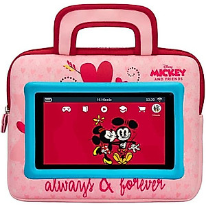 Pebble Gear Disney Mickey Kids Laptop Carry Bag - Universal - Fits 7 Inch Tablets - for Travel and Holidays - Storage for Toys, Headphones, Tablets - Storage Pocket (Mickey Always and Forever)