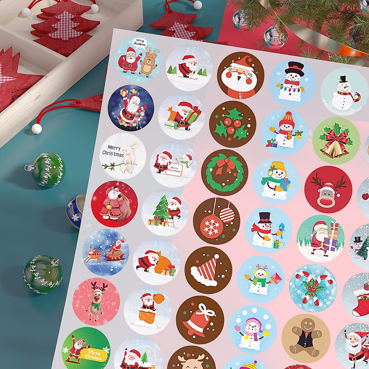 Christmas Stickers,504 PCS Christmas Stickers Labels,Snowman, Elf,Bells,Snow,Reindeer,Xmas Kids Stickers Decals for Crafts Decorations&Christmas Party Supplies (TZ-Chris-A)