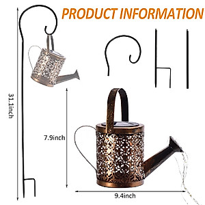 WWahuayuan 7.9Inch Watering Can Lights Solar Powered, Garden Solar Lantern Waterproof, Outdoor Hanging Lamp with Light String for Lawn Patio Yard Pathway Decor