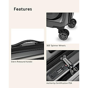 Carry on Luggage Luggage 22x14x9 Airline Approved, PC Hard Shell Suitcase with USB Port, Expandable Luggage with Laptop Compartment