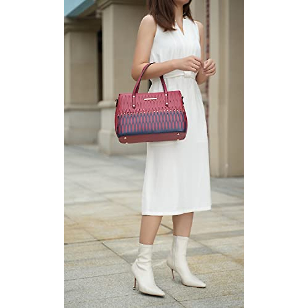 MKF Collection Tote Handbag for Women - Top-Handle Color Block Vegan Leather Purse