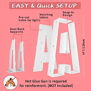 4FT Marquee Light Up Letters A, Big Marquee Letter for Graduation Baby Shower Birthday Engagement Wedding Marry Me Party Decor