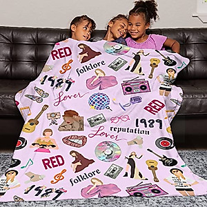 Grreiul Music Album Cover Taylor Throw Blanket 50"x40"​Fleece Bedding Birthday Women Adults Travelblankets for Bed Best Gifts for Fans Bedroom Party