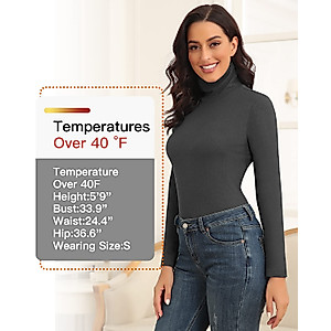 WOWENY Womens Fashion Turtleneck Long Sleeve Thermal Shirts Slim Fit Soft Base Layer Underwear Tops