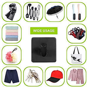 H2MTOOL Adhesive Hooks Bathroom Towel Holder - 6 Pack Black Heavy Duty Wall Hanging Racks for Bathroom Decor Accessories(Black, 6 Pack)