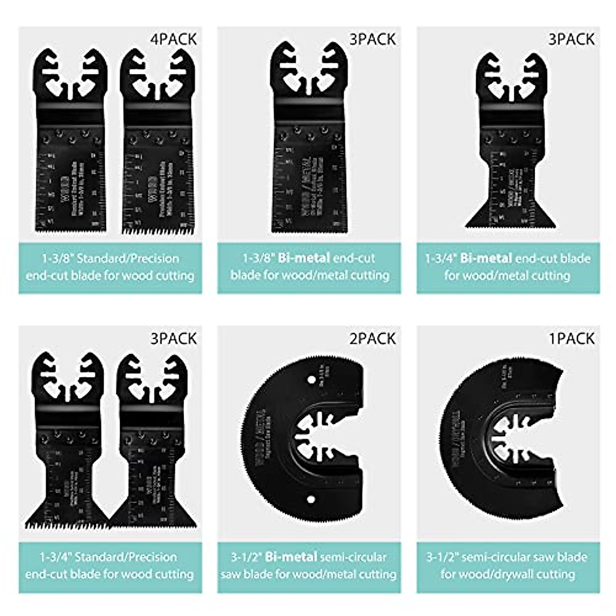 WORKPRO 23-Piece Metal/Wood Oscillating Saw Blades Set for Quick Release Multitool, Blades for Dewalt, Craftsman, Ridgid, Milwaukee, Rockwell, Ryobi and More