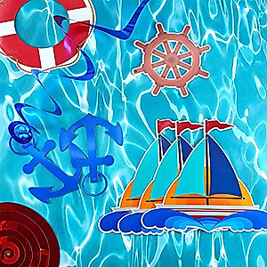 18 Pieces Nautical Birthday Party Decorations, Includes Nautical Garland Nautical Party Themed Hanging Banner and Nautical Hanging Swirl Supplies for First Birthday Boy Party Baby Shower