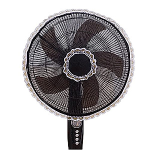 CALIDAKA Round Electric Fan Guard Dust Cover Electric Fan Mesh Covers Pedestal Fan, Standing Floor Fan, Oscillating Summer Washable Dustproof Safety Fan Protection Mesh(Black/S)