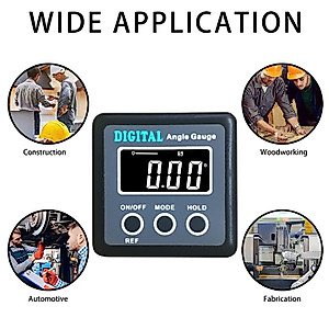 Digital Angle Gauge, eOUTIL Angle Finder Mini Digital Level Protractor Inclinometer with V-Groove Magnetic Base - Cube Level Box for Woodworking, Table Saw, Construction, Machinery, Masonry (Grey)