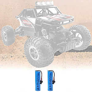 FPVERA 3.7V 1200mAh Li-ion Battery 2PCS 3.7Volt Rechargeable Batteries with USB Charger Cable SM-2P Plug for RC Car Drift Monster Truck Off-Road Vehicle Remote Control Car High-Speed Climbing Racing