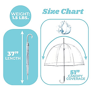 totes Adult Clear Bubble Umbrella with Dome Canopy, Lightweight Design, Wind and Rain Protection Umbrella, Iridescent, Adults - 51" Canopy