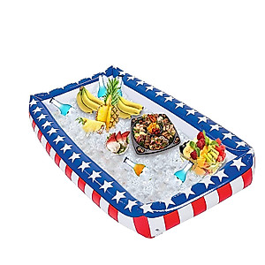 Patriotic Inflatable Serving Bar Ice Buffet Cooler Salad Serving Trays - 4th of July Party Supplies, Independence Day Fourth of July Party BBQ Cooler Indoor Outdoor Picnic Pool Party by 4E's Novelty