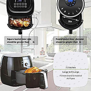 Air Fryer Liners - 7.5 Inches, 100pcs Premium Perforated Parchment Paper Compatible with Philips, Cozyna, Secura, NuWave Brio, Chefman, GoWISE USA, BLACK+DECKER, COSORI and More Air fryers
