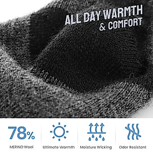 SAMSOX 2-Pair Merino Wool Ski Socks, Gray/Black L