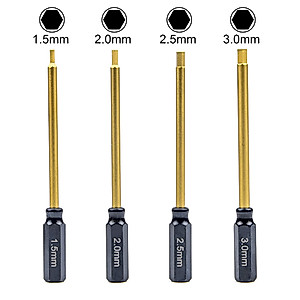 RC Hex Drill Bit 1.5mm 2.0mm 2.5mm 3.0mm Hex Screwdriver Tip RC Hobby Tools Kit for RC Helicopter Model(4PCS)