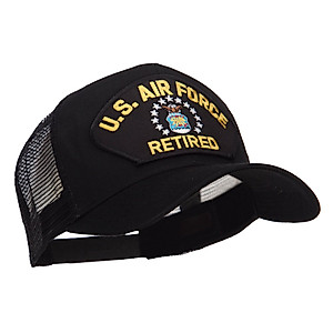 e4Hats.com US Air Force Retired Military Patched Mesh Cap - Black OSFM