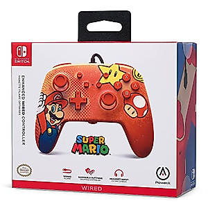 PowerA Enhanced Wired Controller for Nintendo Switch - Mario Vintage, Gamepad, Wired Video Game Controller, Gaming Controller - Nintendo Switch