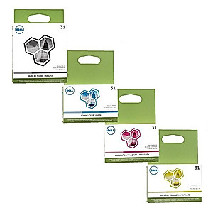 Dell Series 31 4-Color Ink Cartridge Set (Black, Cyan, Magenta, Yellow) for V525w, V725w Printers