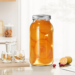 Xylanor 64 OZ Wide Mouth Mason Jars with Lids, Heavy Duty Glass Airtight Storage Canning Jar and Band Half Gallon / 2 Quart, Set of 3