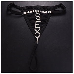 Rhinestone SEXY Letters Thong Waist Body Chain Crystal Underpants Crystal Thong G String Jewelry for Women