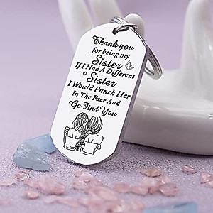 Sisters Gift from Sister Brother, Thanks for Being My Sister Keychain Womens Teen Girls Stocking Stuffer for Women Girls to My Sister Sister Gift Big Little Sister Soul Sister Gift Christmas Birthday