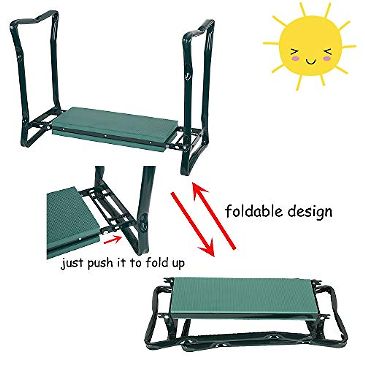 Livebest Folding Garden Kneeler Seat Portable Bench Stool with Soft Kneeling Foam Pad and Tool Pouch for Gardening,Fishing