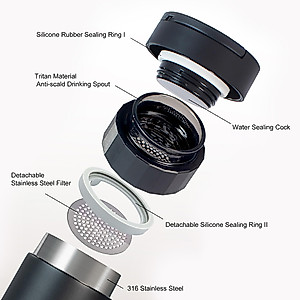 QINGHOU 12.8 Ounce Stainless steel cold cup,Insulated tumbler with lid,Cup holder compatible for travel,sports water bottle jug,Vacuum insulated tumbler thermos Cup (Black)