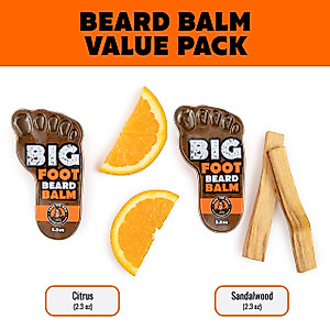 TAME THE WILD MAKE YOUR BEARD BEHAVE Bigfoot Beard Balm - Two 2.3 Oz Tins for Men with Shea Butter and Beeswax - Beard Conditioner - Sandalwood & Orange Citrus Scent