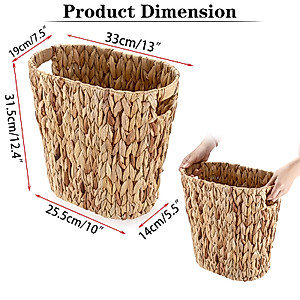 Sumnacon Wicker Trash Can Water Hyacinth Wicker Waste Basket with Handle Space-Saving Oval Bathroom Trash Can for Wastepaper,Magazine,Toy Multiple Garbage Can for Bedroom,Living Room,Kitchen,Office