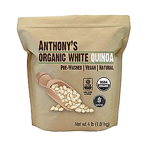 Anthony's Organic White Whole Grain Quinoa, 4 lb, Gluten Free & Non GMO