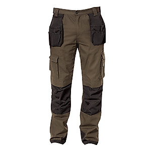 Caterpillar Men's Trademark Work Pants Built from Tough Canvas Fabric with Cargo Space, Classic Fit, Dark Earth/Black, 34W x 32L