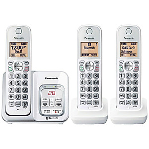 Panasonic KX-TG833SK1 Link2Cell Bluetooth Cordless Phone W/Voice Assist 3 Handsets (Renewed)