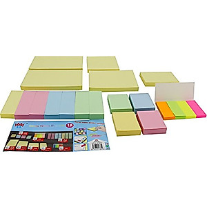 4A Sticky Notes Value Pack,Assorted The Most Commonly Used Sizes In One PP Box,Self-Stick Notes,18 Pads/Box,1900 Sheets Total,4A 4012