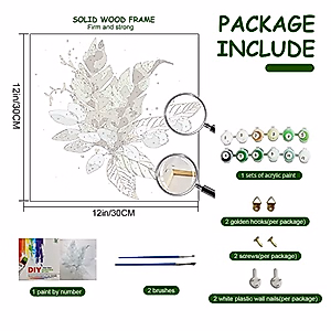 SANWEITU Paint by Number for Adults with Wooden Frame 12×12 inch Paint by Number 3 Packs Green Plants Home Decoration for Beginners with Paints and Brushes