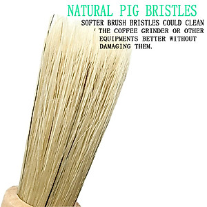 ACKLLR Coffee Grinder Cleaning Brush, Heavy Wood Handle & Natural Bristles Wood Dusting Espresso Brush and Nylon Espresso Machine Brush with Spoon for Bean Grain Barista Pasta Makers Home Kitchen