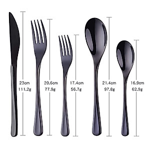 Baikai Heavy-duty Dinerware Silverware Set, 20 Pieces Black Flatware Cultery Sets, Stainless Steel Kitchen Utensils Service for 4