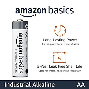 Amazon Basics 300-Pack AA Alkaline Industrial Batteries, 1.5 Volt, 5-Year Shelf Life