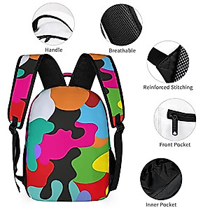 MIGAIUOI Bright Camouflage Backpack Cute Backpacks Casual Daypack Large Capacity Travel Backpack Bag