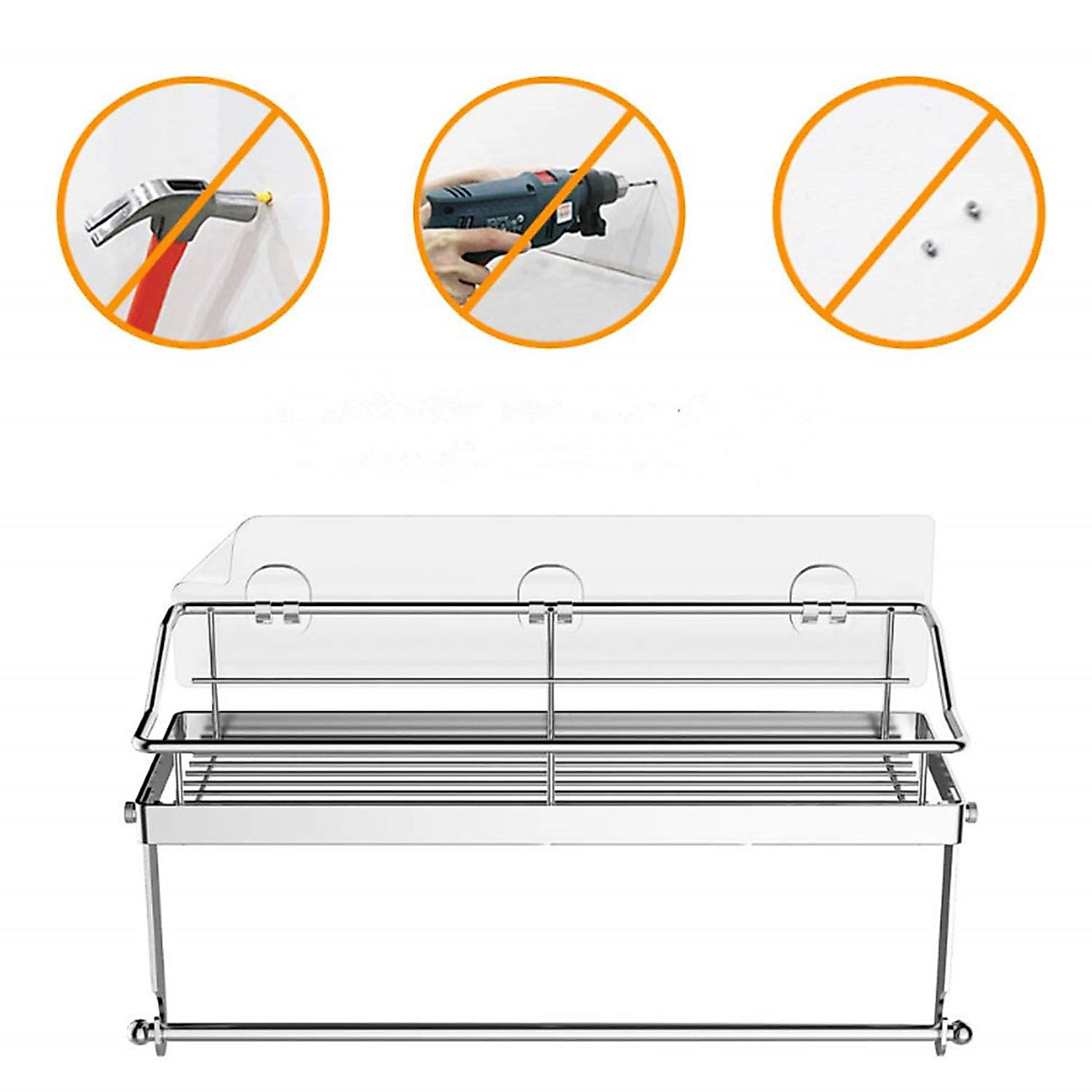 IWONEDY Shower-caddies Adhesives 2PC Shower Shelf Adhesive, Transparent Shower Caddy Adhesive for Bathroom Storage Shelves, Kitchen Racks and Soap Holder Strong adhesive, No Drilling Required