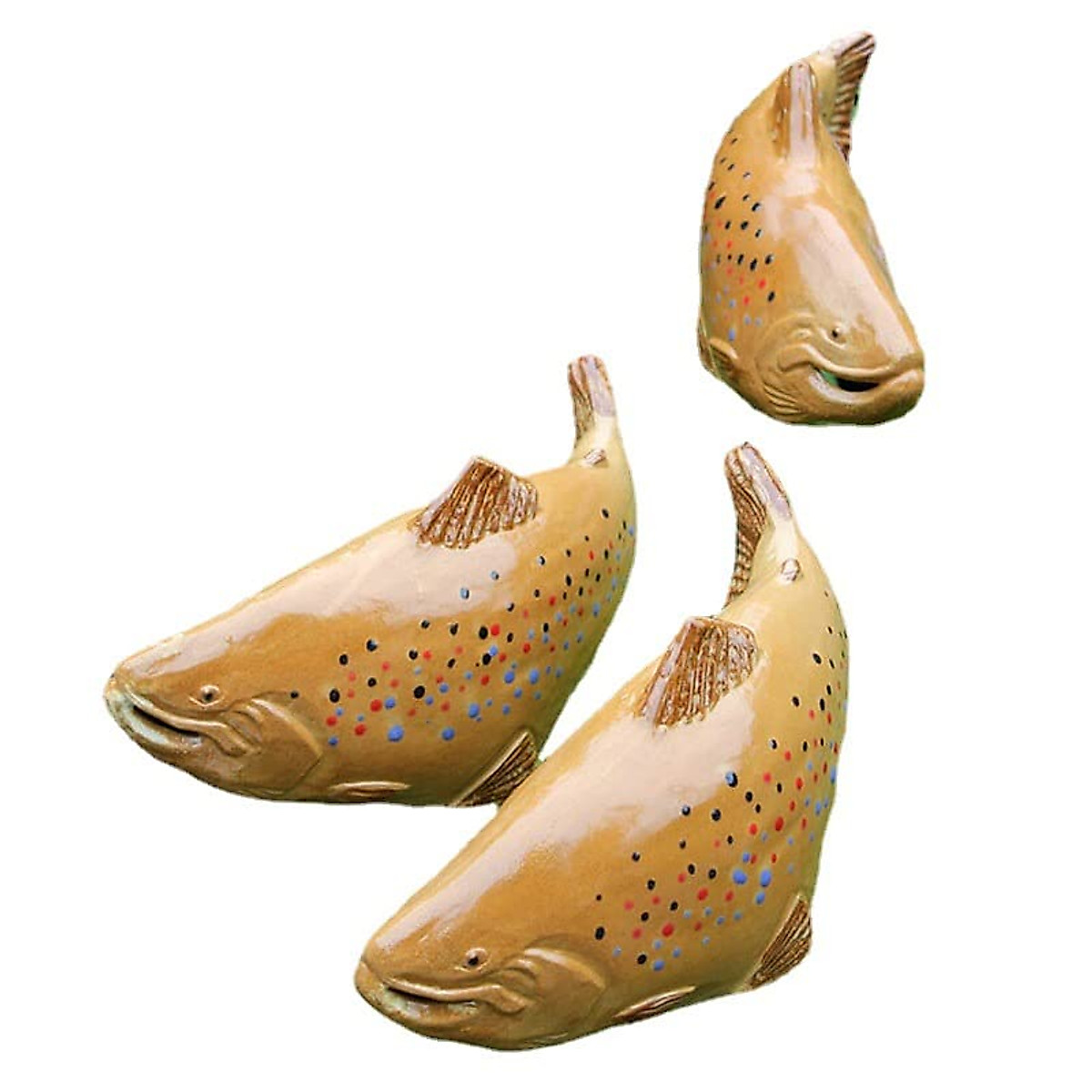 SUPREAL 3 Pcs Fish in The Garden,Garden Koi Resin Crafts,Sculpture for Outdoor Garden Lawn Pond Ornament (Blue)