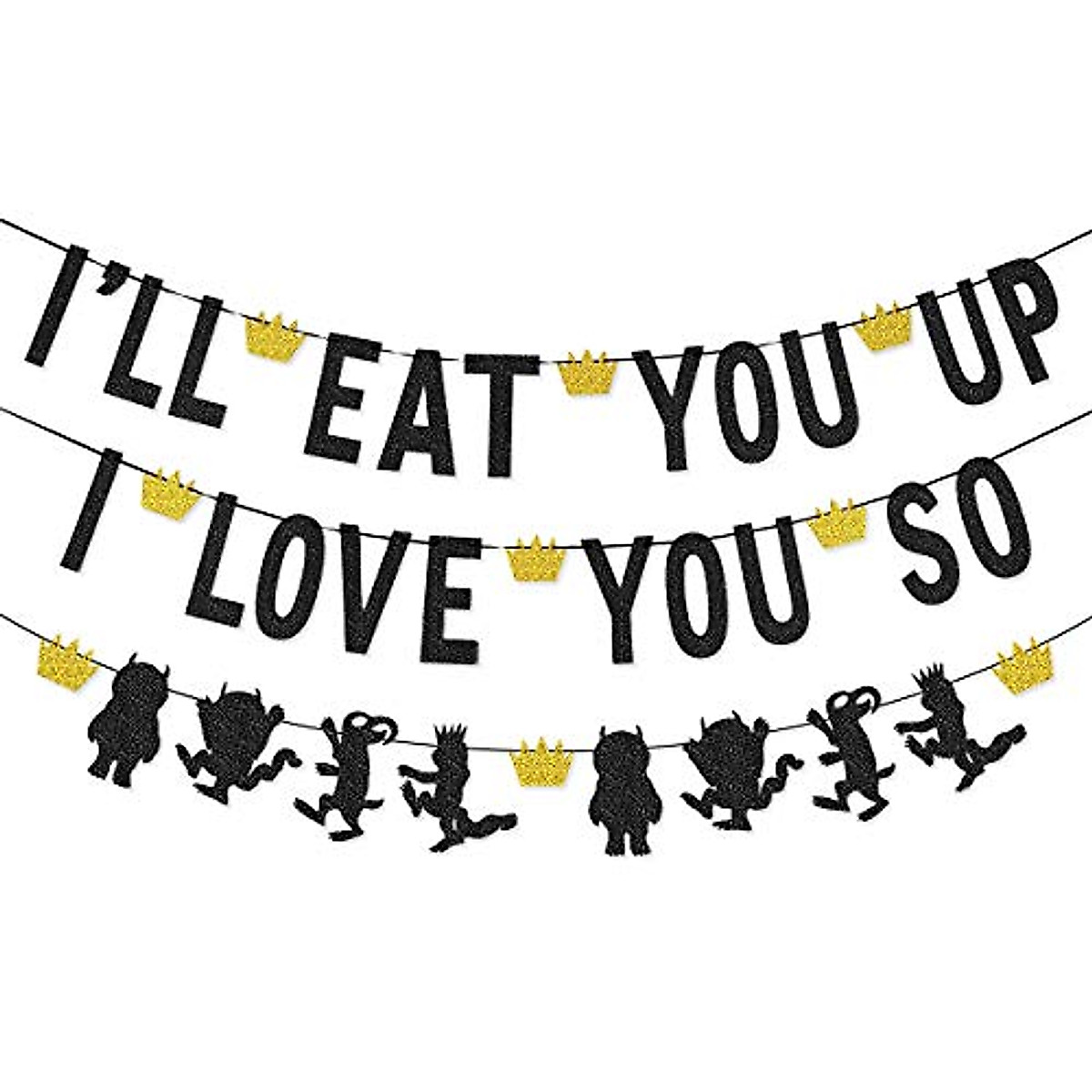 I'll Eat You Up I Love You So Banner Garland for Where The Wild Things are Birthday Party Wild one Birthday Photo Prop Decorations