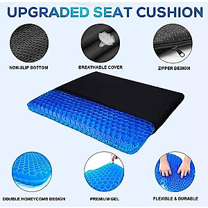 Gel Seat Cushion - Non-Slip Egg Seat Cushion Chair Pads - Office Chair Car Seat Cushion for Sciatica & Back Pain Relief - Coccyx Cushion for Home, Wheelchair, Computer, Desk Chair, Truck