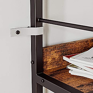 IRONCK Industrial Bookshelves and Bookcases, Ladder Shelf 5 Tier with Metal Frame for Living Room, Home Office, Rustics Brown