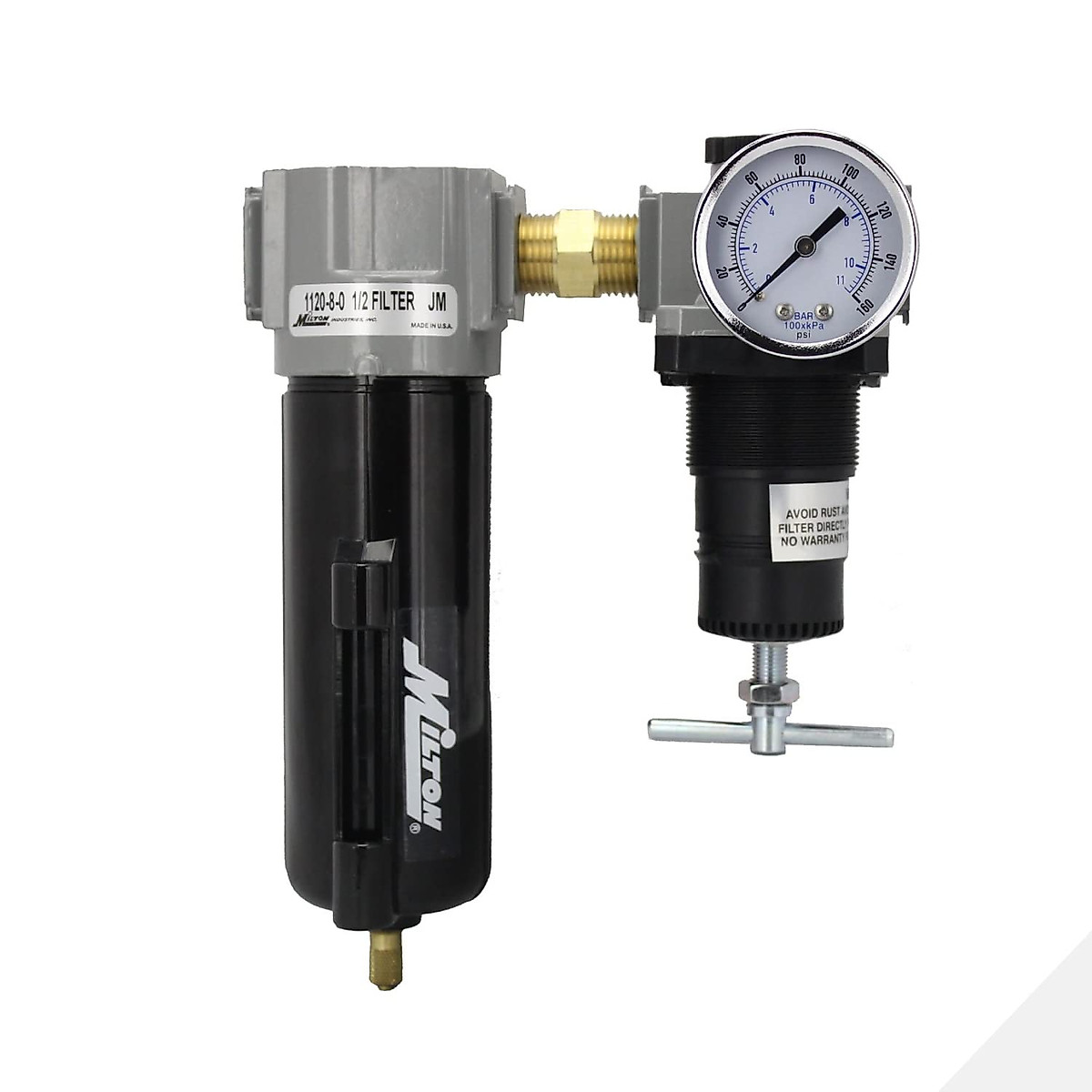 Milton 1108 1/2" Filter and Regulator Duo, Black