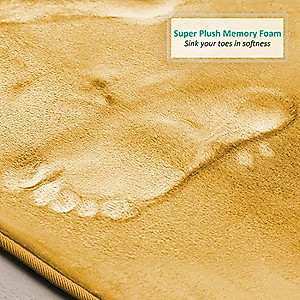 Clara Clark Bath Mat – Memory Foam Bath Mat - Soft Bathroom Rug - Non Slip and Super Absorbent - Fast Drying Machine Washable Bath Mat - Gold - Large Size 20” x 32”