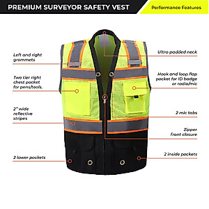 Shine Bright Safety Vest - High Visibility with Reflective Straps and Pockets – Premium, Soft, Durable, and Breathable – ANSI CLASS 2 (Size XL, Black)
