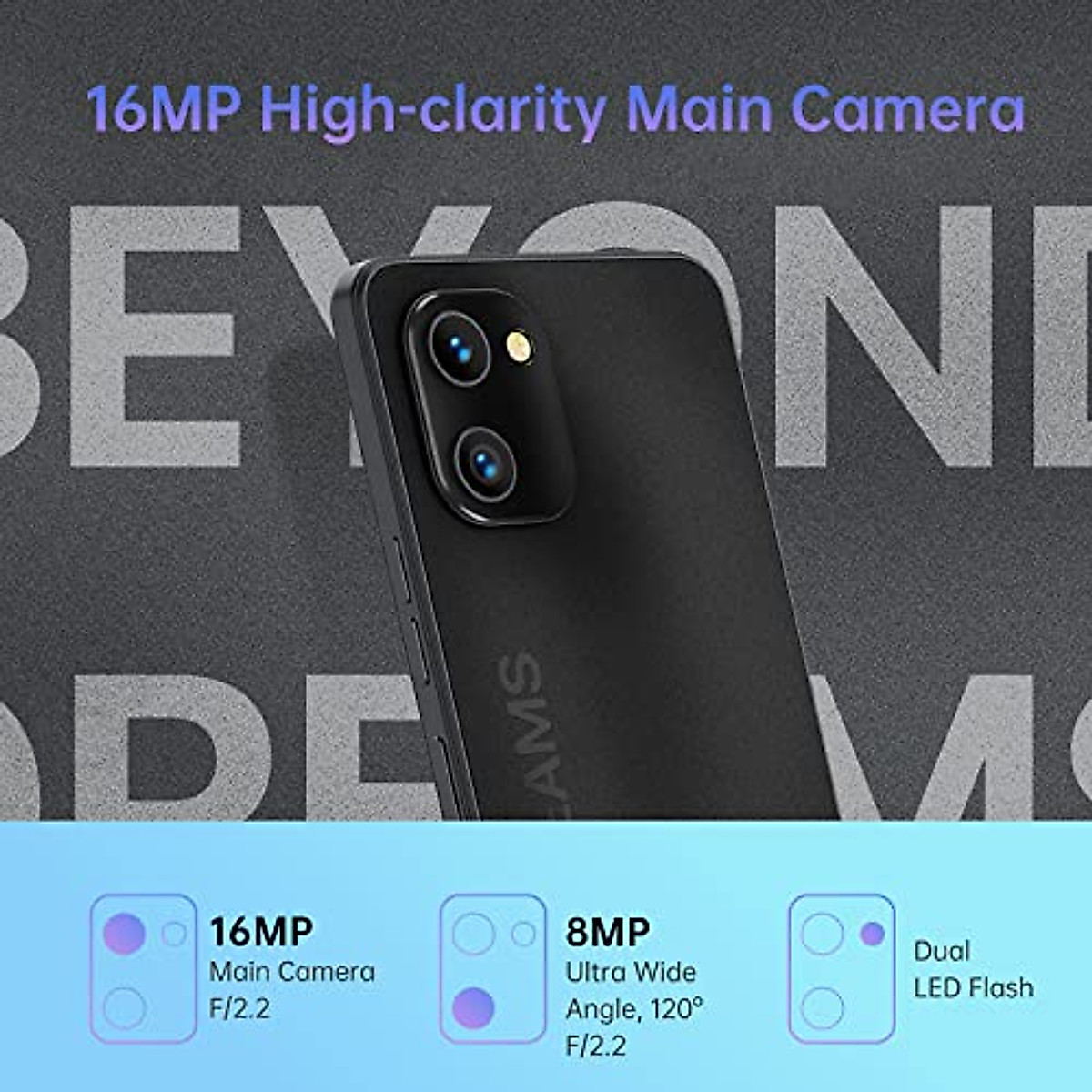 UMIDIGI A13S (4GB+64GB) Unlocked Cell Phone, 6.7" Ultra-Large Full Screen Smartphone with 5150mAh Battery + 16MP AI Dual Camera, Unlocked Android 11 Phone with Dual SIM (Global 4G LTE)