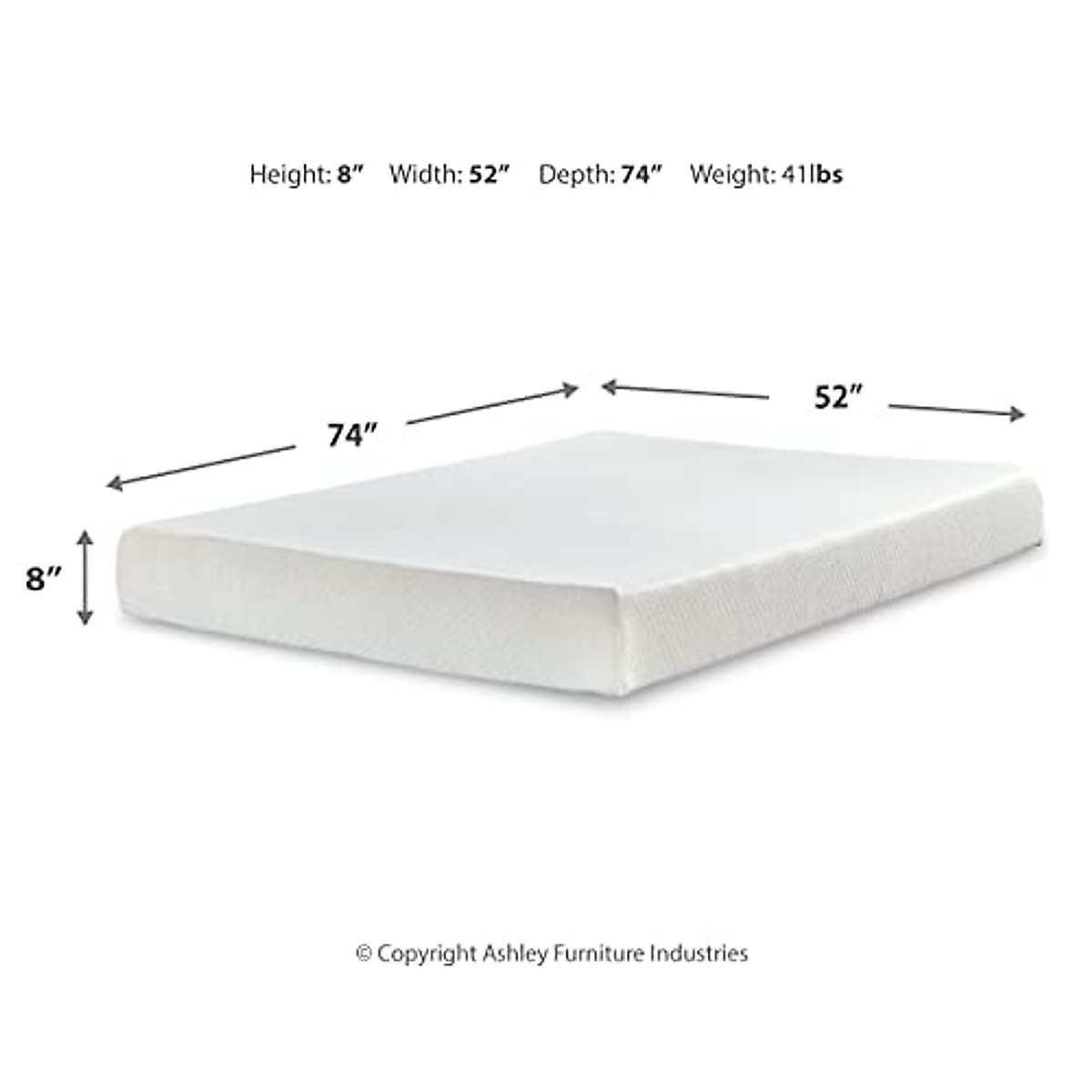 Signature Design by Ashley Full Size Chime 8 Inch Medium Firm Gel Memory Foam Mattress with Green Tea & Charcoal Extract